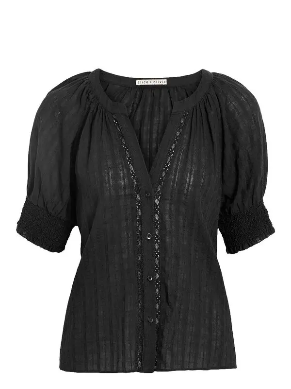 Alice + Olivia Alice Olivia Thalia Cottonjacquard Blouse - Black