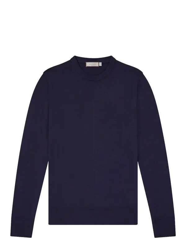 Canali Wool Crew Neck Sweater - Blue