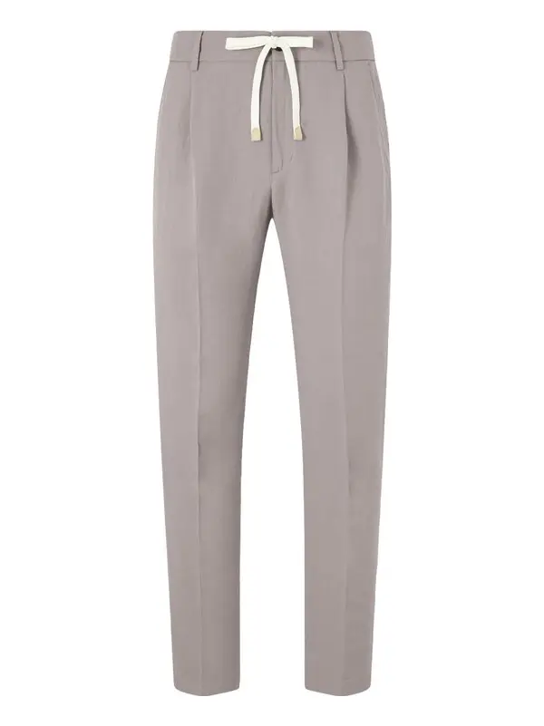 Eleventy Straight-leg Lyocell And Linen-blend Trousers - Green