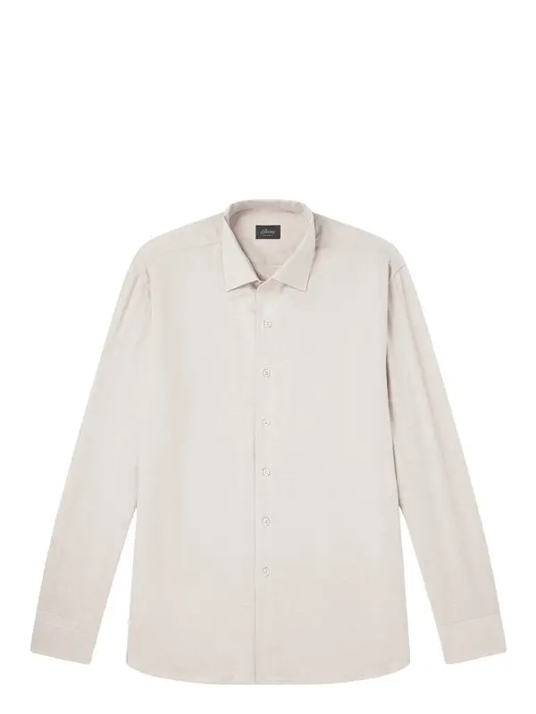 Brioni Marcello Cotton And Cashmere-blend Shirt - Neutrals