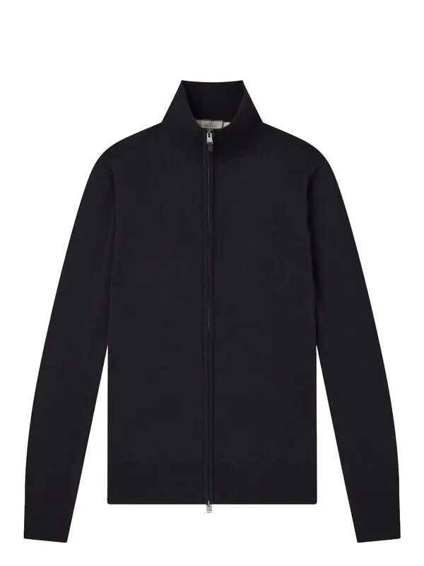 Canali Wool Zip-up Sweater - Black