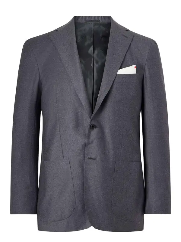 Kiton Brushed Wool Suit Jacket - Gray
