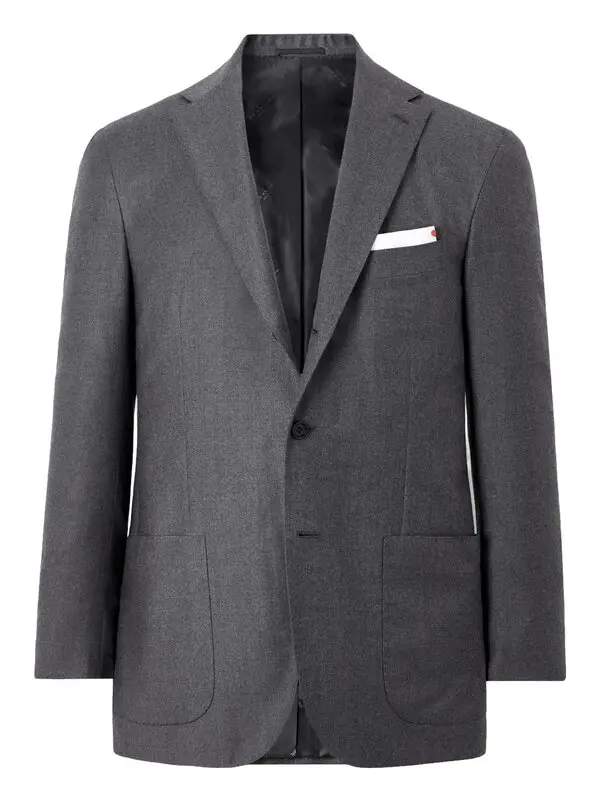 Kiton Brushed Wool Suit Jacket - Gray