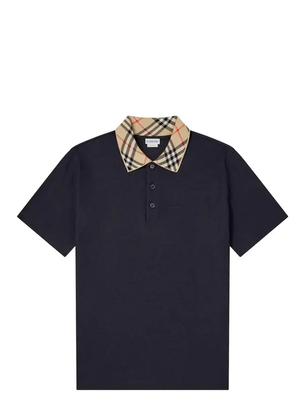 Burberry Checked Cotton-piqué Polo Shirt - Charcoal