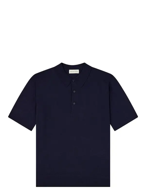 Dries Van Noten Murice Merino Wool Polo Shirt - Blue