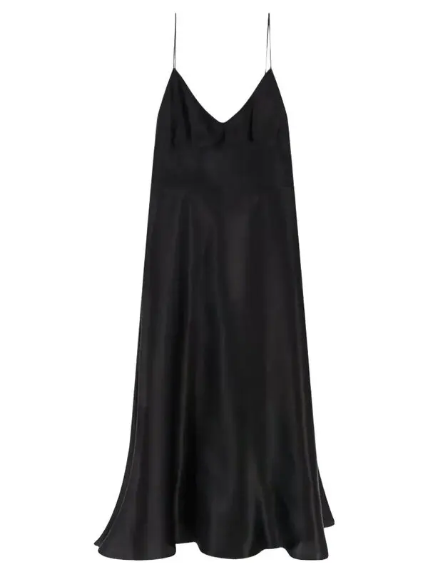 Alberta Ferretti V-neck Flared Midi Dress - Black