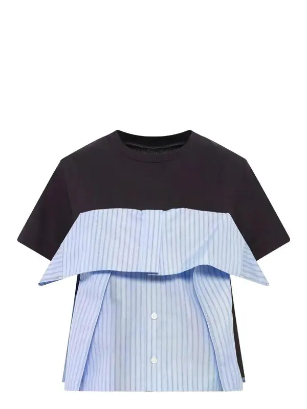 Sacai Striped Panelled T-shirt - Black