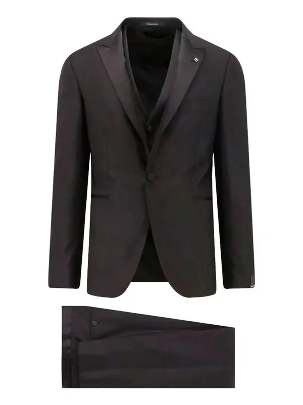 Tagliatore Satin-waistband Three-piece Single-breasted Suit - Black
