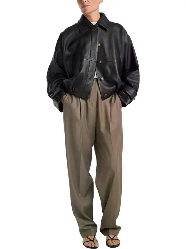 RÓHE Leather Blouson Jacket - Black