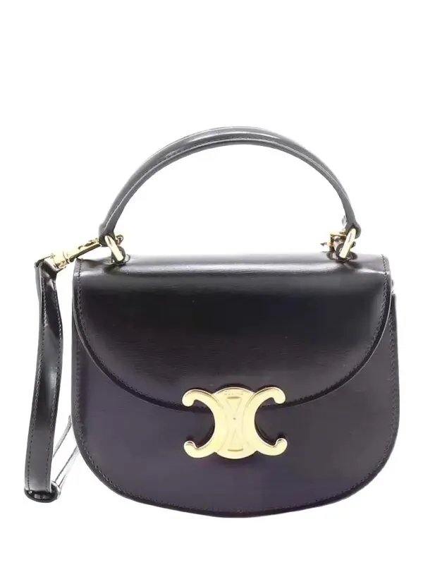 Celine Triomphe Besace Cléa Top Handle Flap Bag - Black