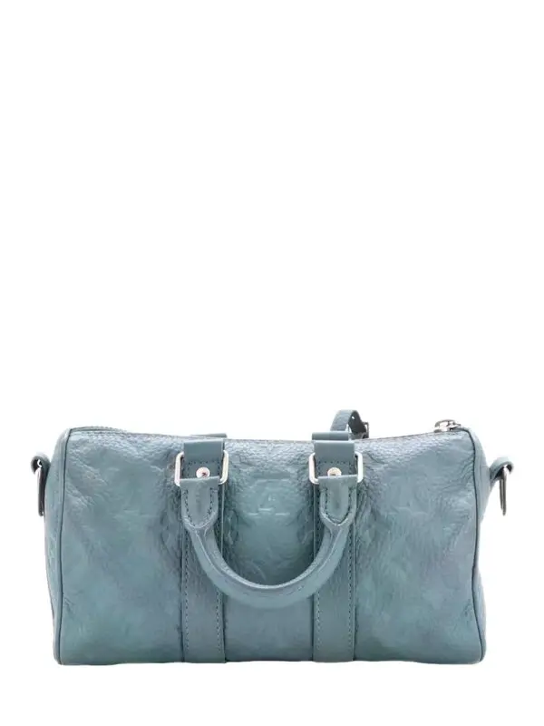LOUIS VUITTON Monogram Taurillon Leather Keepall Bandouliere 25 Handbag - Blue