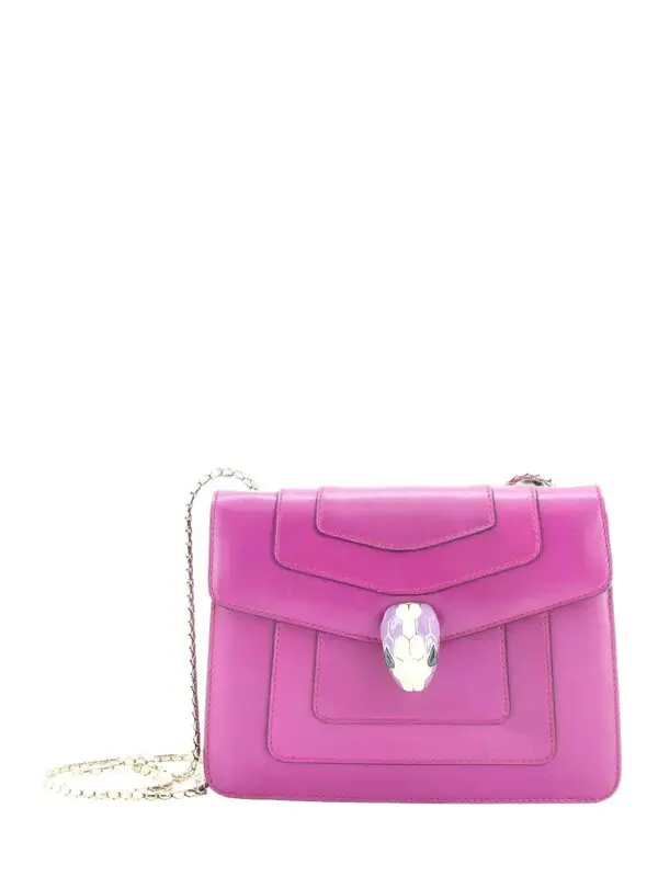 BVLGARI Serpenti Forever Square Shoulder Bag Leather Small Crossbody Bag - Purple