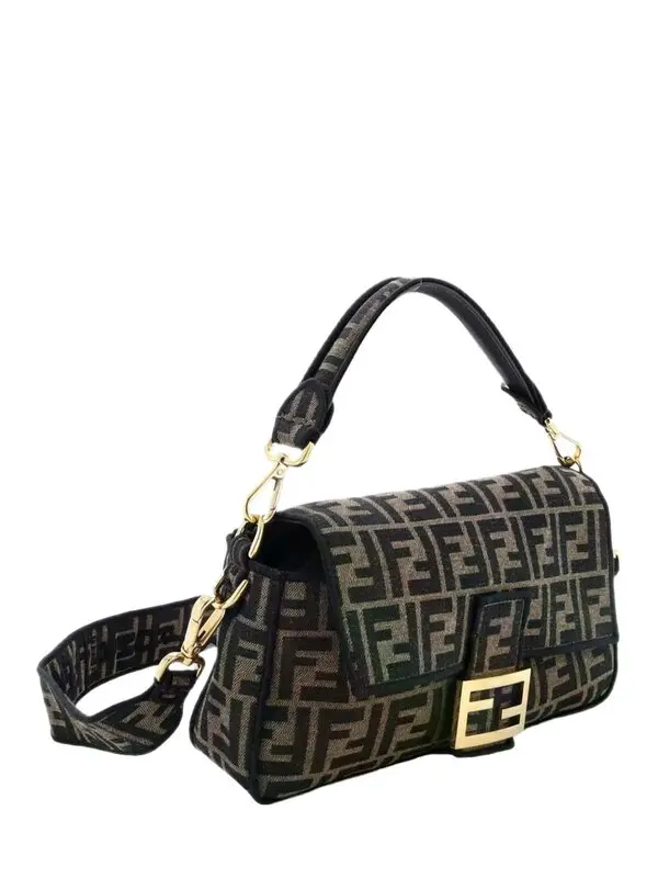 Fendi Baguette Nm Bag Zucca Canvas Medium Shoulder Bag - Black