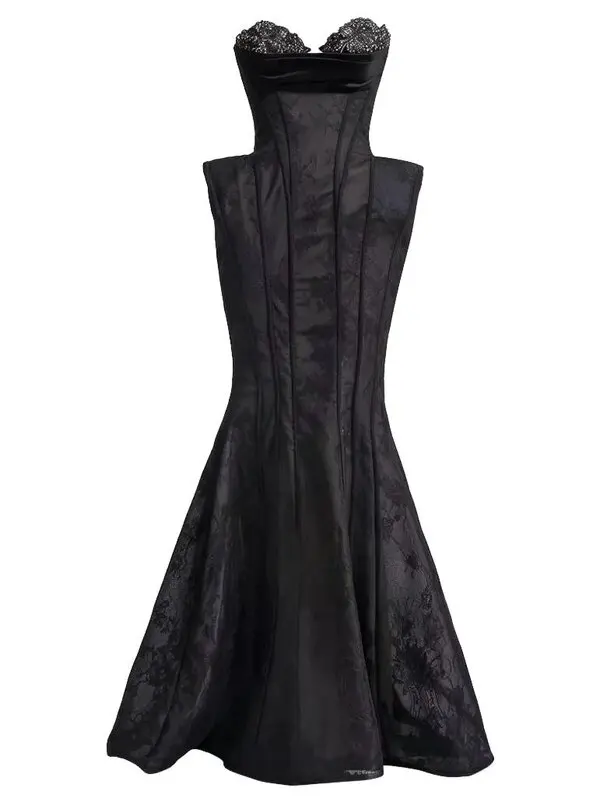 GEMY MAALOUF Beaded Mermaid Maxi Dress - Black