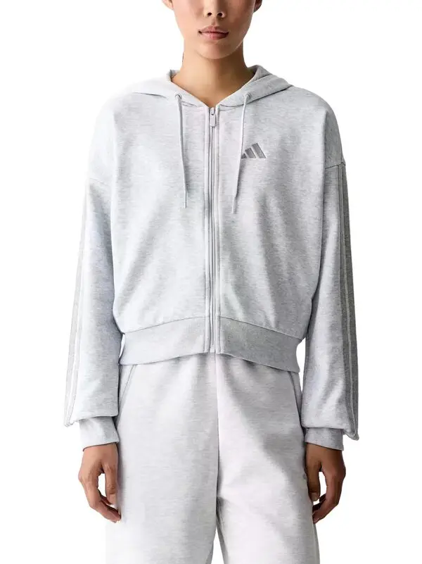 Adidas Logo-embroidered Zip-up Hoodie - Grey