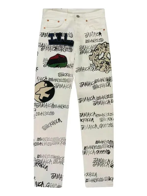 DENIM TEARS Graffiti Print Jeans - White