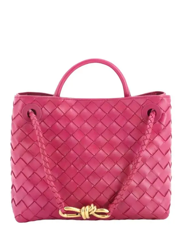 Bottega Veneta Andiamo Top Handle Bag Intrecciato Nappa Small Satchel - Pink