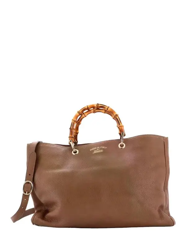 Gucci Bamboo Shopper Leather Large Tote Bag - Brown