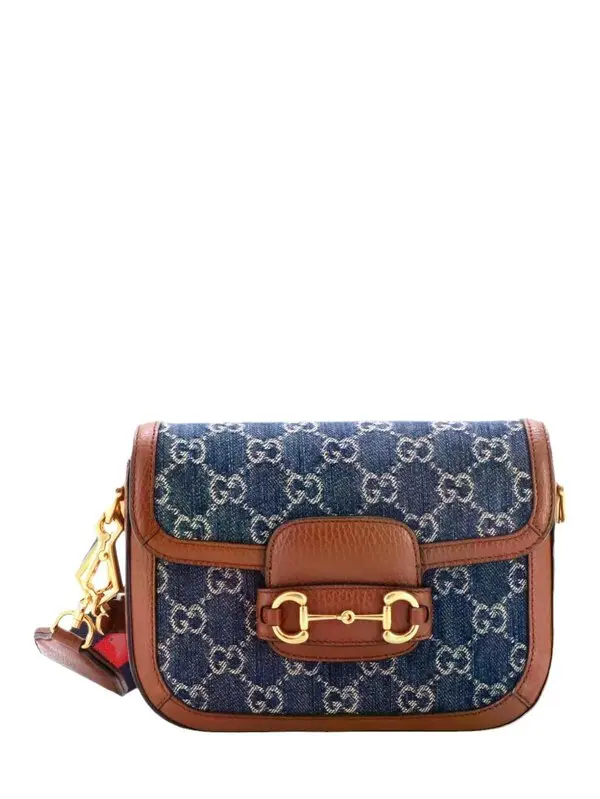 Gucci Horsebit 1955 Gg Denim Mini Shoulder Bag - Blue