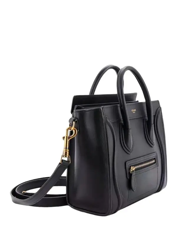 Celine Luggage Bag Smooth Leather Nano Crossbody Bag - Black