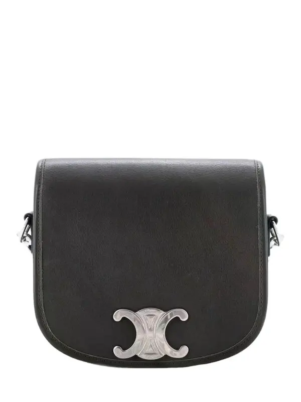 Celine Besace Triomphe Leather Small Shoulder Bag - Green
