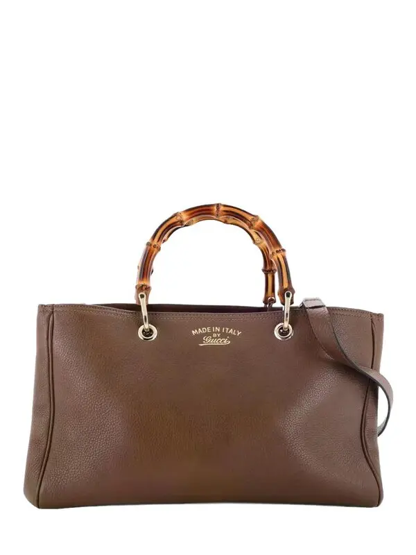 Gucci Bamboo Shopper Leather Medium Tote Bag - Brown