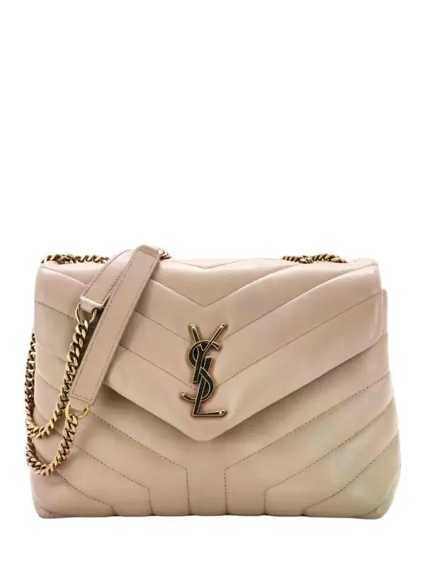 Saint Laurent Loulou Matelasse Chevron Leather Small Shoulder Bag - Neutrals