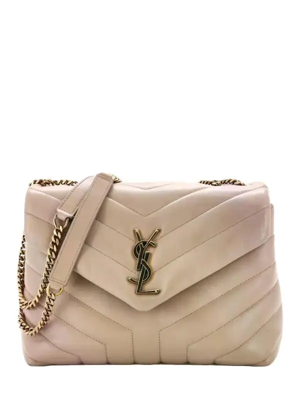 Saint Laurent Loulou Matelasse Chevron Leather Small Shoulder Bag - Neutrals