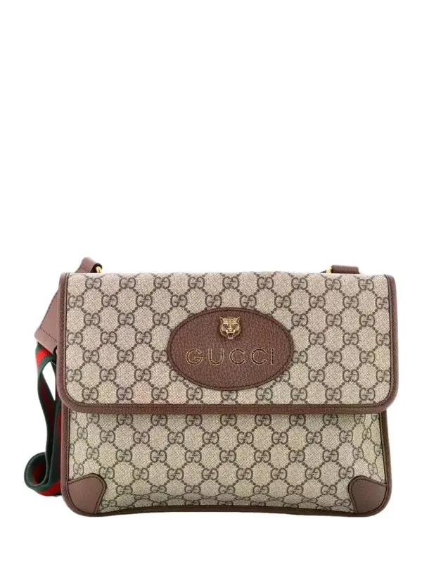 Gucci Neo Vintage Flap Messenger Gg Coated Canvas Medium Crossbody Bag - Brown