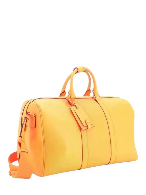 Gucci Convertible Duffle Bag Gg Rubber Effect Leather - Orange