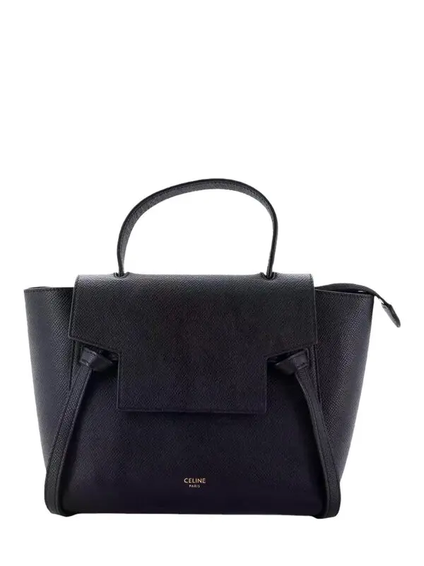 Celine Nano Belt Bag Textured Leather Shoulder Bag - Black