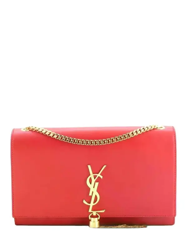 Saint Laurent Classic Monogram Tassel Leather Medium Crossbody Bag - Red