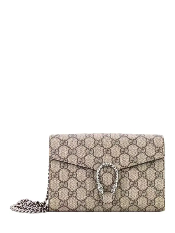 Gucci Dionysus Chain Wallet Gg Coated Canvas Small Crossbody Bag - Brown