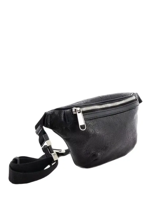 Gucci Gg Embossed Perforated Leather Small Belt Bag - Black