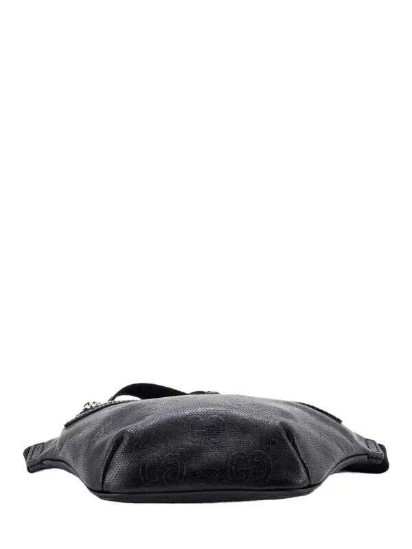 Gucci Gg Embossed Perforated Leather Belt Bag - Black