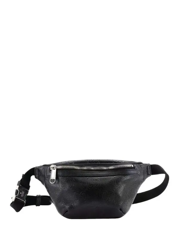 Gucci Gg Embossed Perforated Leather Belt Bag - Black