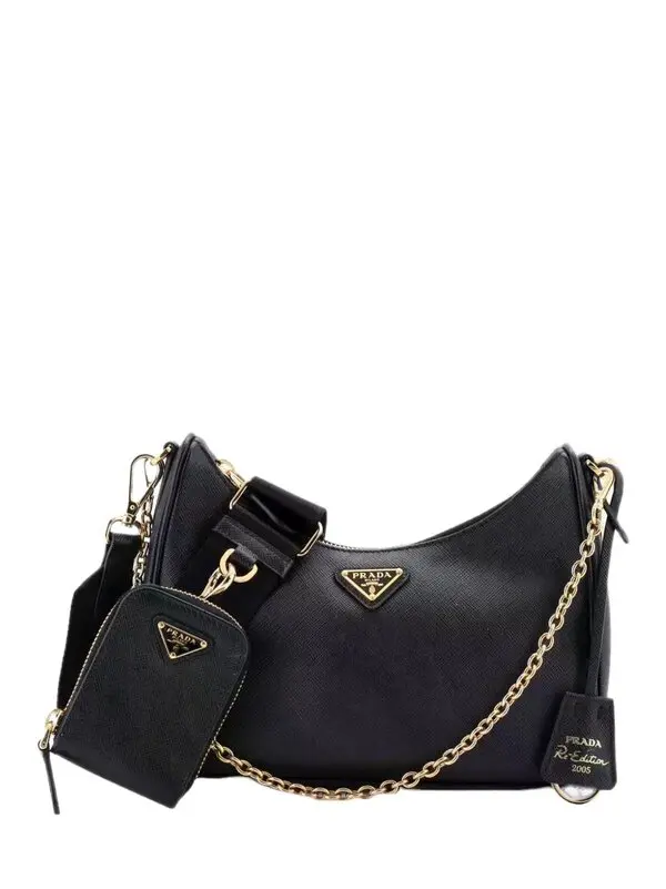 Prada Re-edition 2005 Shoulder Bag Saffiano Leather Small Crossbody Bag - Black