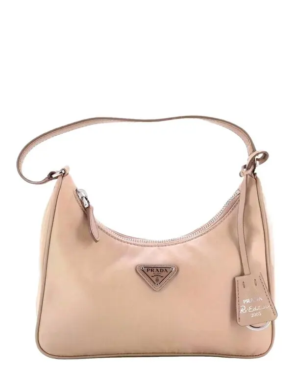 Prada Re-edition 2005 Tessuto With Saffiano Leather Mini Hobo Bag - Neutrals