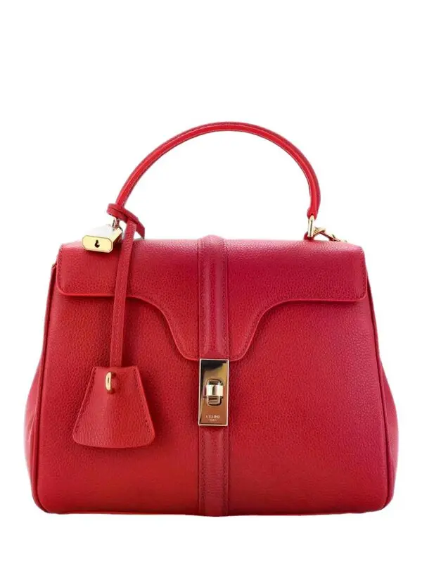 Celine 16 Top Handle Bag Grained Calfskin Small Satchel - Red