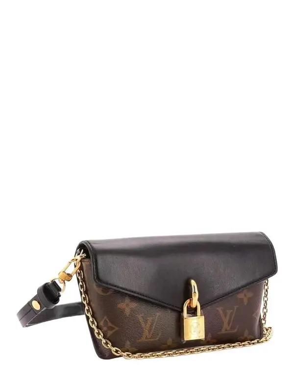 LOUIS VUITTON Monogram Canvas And Leather Crossbody Bag With Padlock - Black