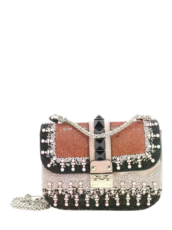 Valentino Garavani Glam Lock Beaded Leather Mini Shoulder Bag - Pink