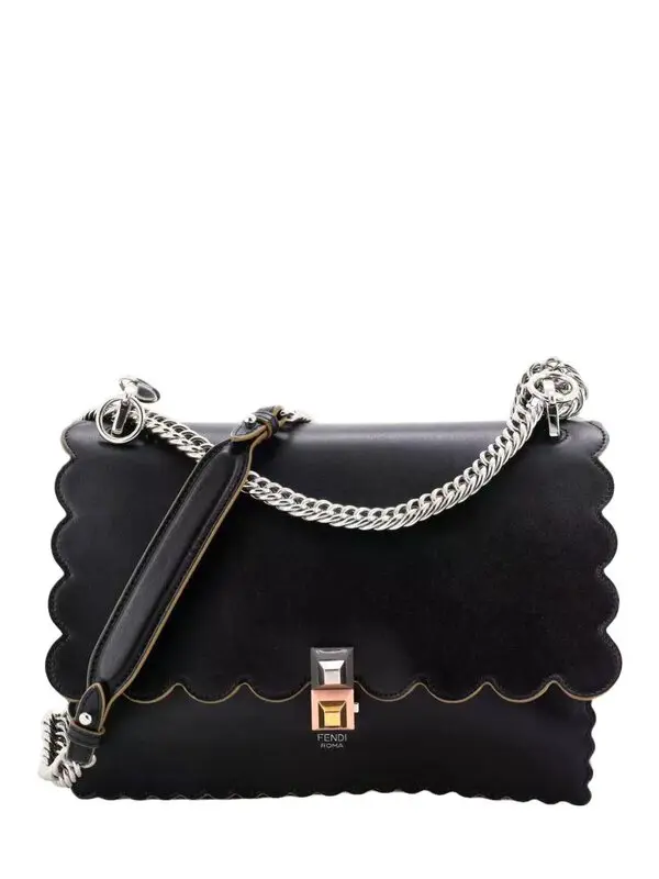 Fendi Kan I Bag Leather Medium Shoulder Bag - Black