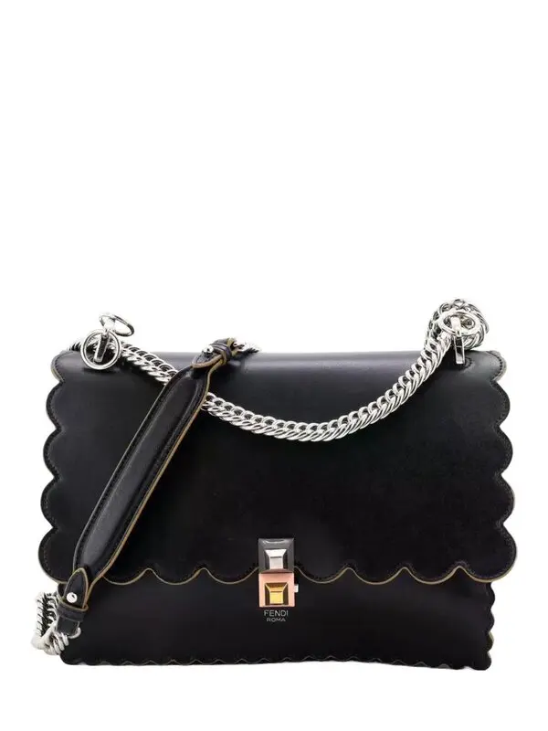 Fendi Kan I Bag Leather Medium Shoulder Bag - Black