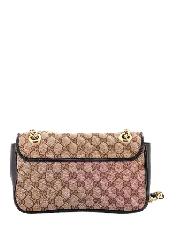 Gucci Gg Marmont Flap Bag Quilted Gg Canvas Shoulder Bag - Black