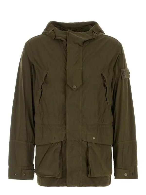 Stone Island Olive Nylon Parka - Green