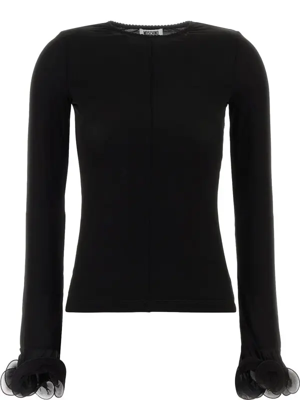 Moschino Jersey Top With Floral Cuffs - Orange