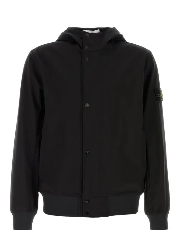 Stone Island Stretch Polyester Hooded Jacket - Black