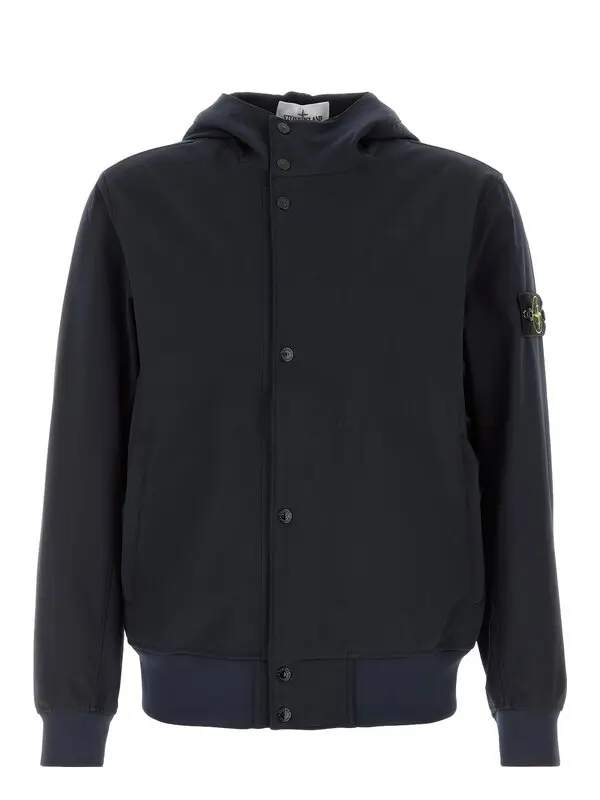 Stone Island Stretch Polyester Hooded Jacket - Blue