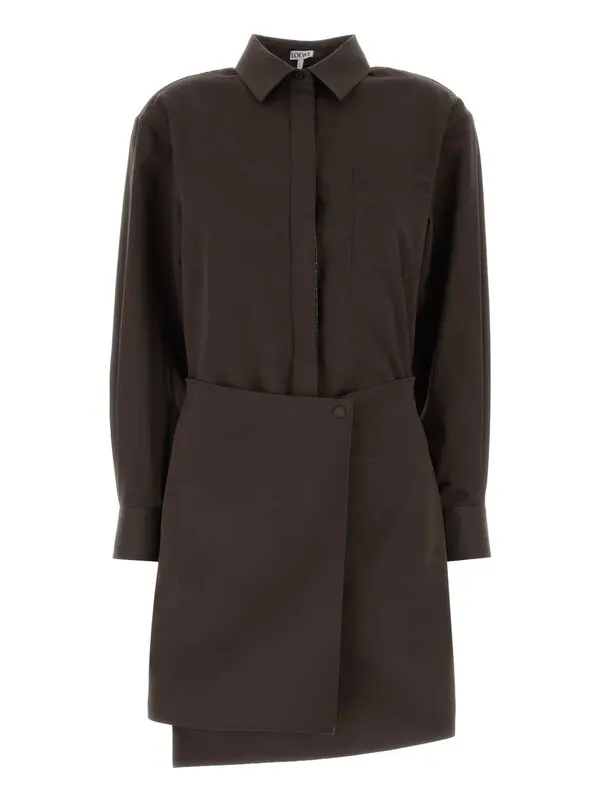 Loewe Chocolate Gabardine Mini Dress - Brown