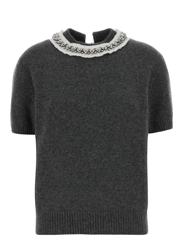 Prada Dark Grey Wool Blend Sweater - Gray